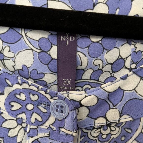 NYDJ | Tops | Nydj Womens Periwinkle Blue White Floral Print Blouse ...